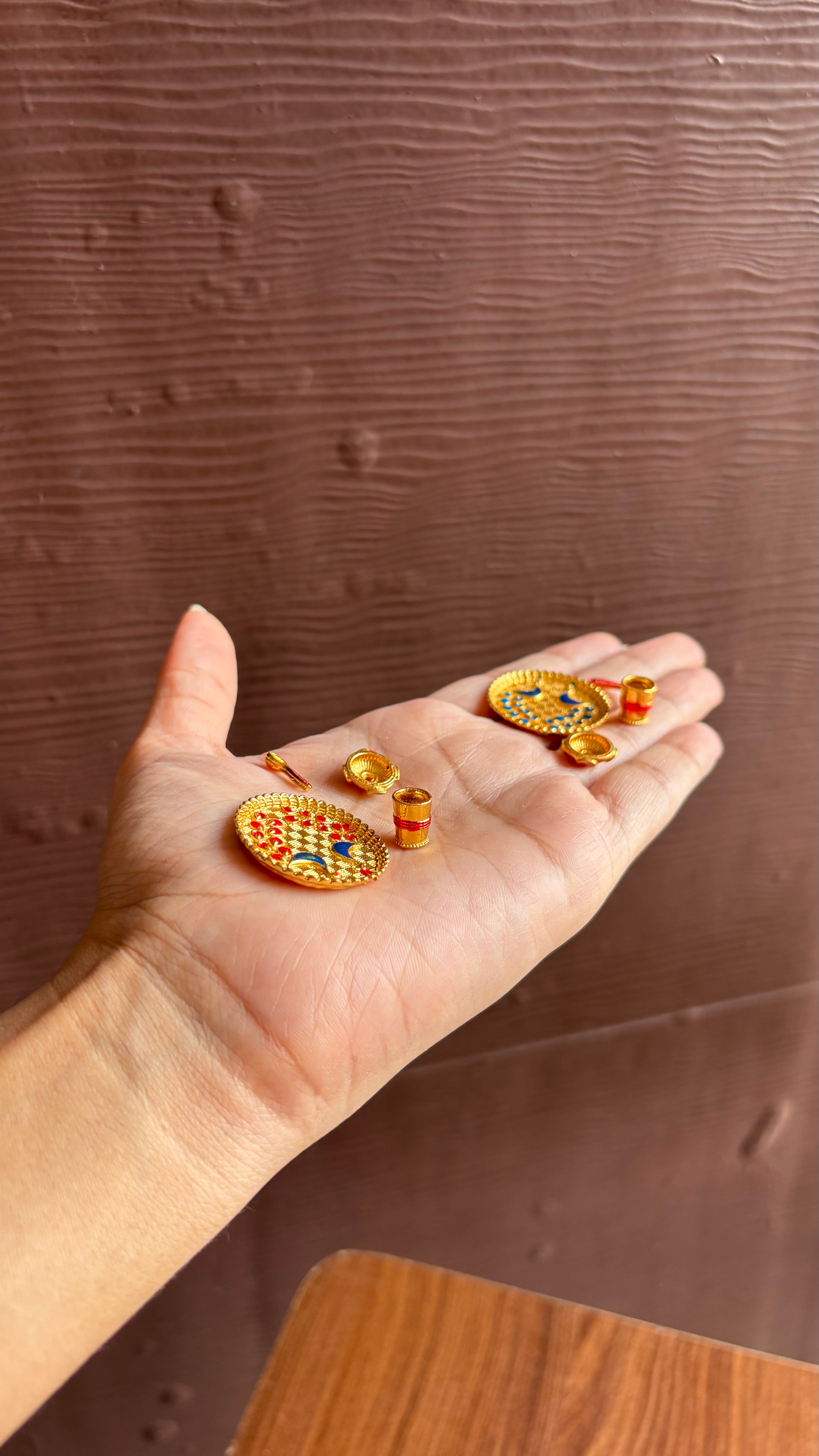 Miniature Thali Set (Plate spoon katori glass) – The LadooGopal
